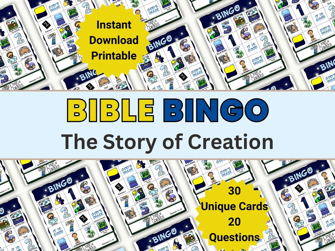 Bible Bingo, Bible Lesson Game for Kids, the Story of Creation ...