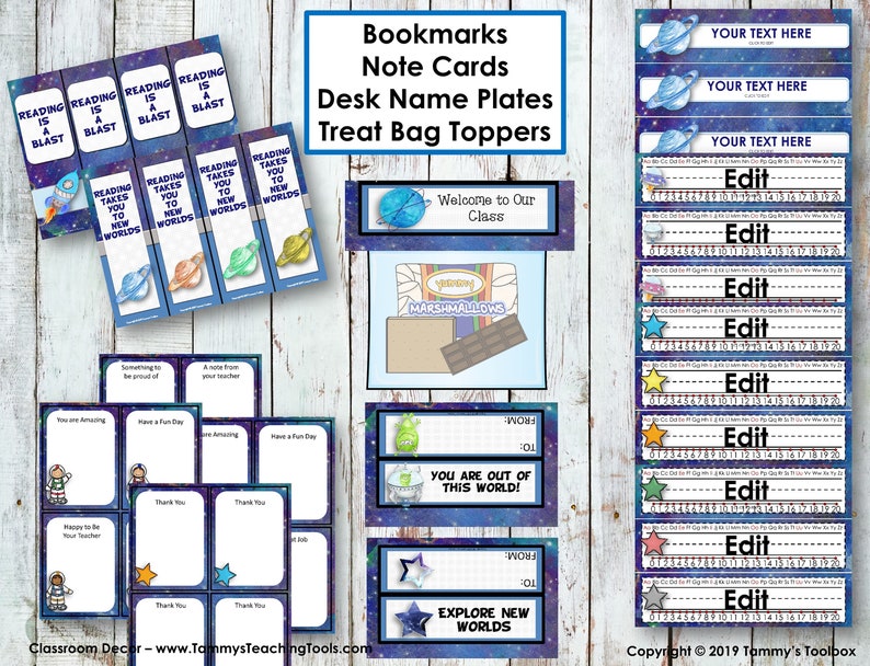 Galaxy Classroom Decor Bundle Editable - Etsy