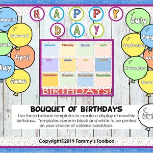 Birthday Bulletin Board Display, Printable Birthday Decorations ...
