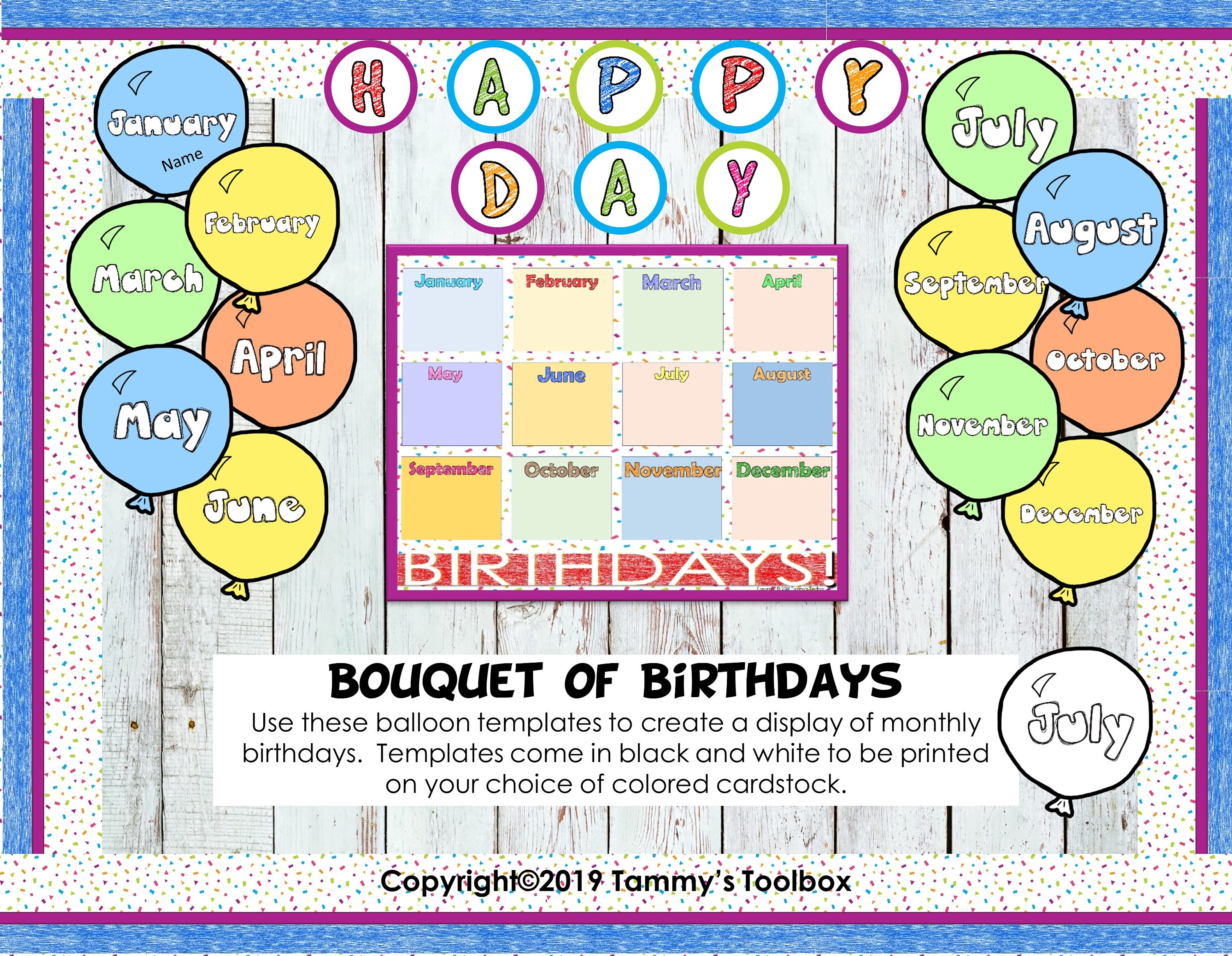 Birthday Bulletin Board Display, Printable Birthday Decorations ...