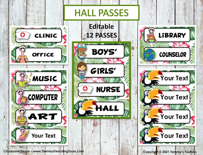 Classroom Schedule and Management Set in Tropical Theme, Tropical ...