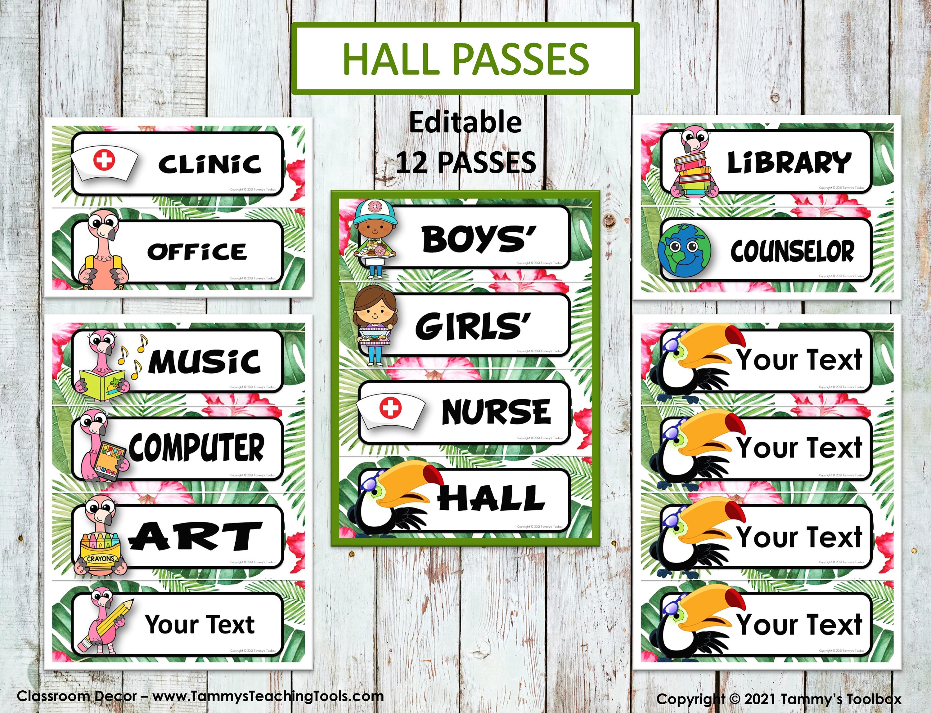 Classroom Schedule and Management Set in Tropical Theme, Tropical ...