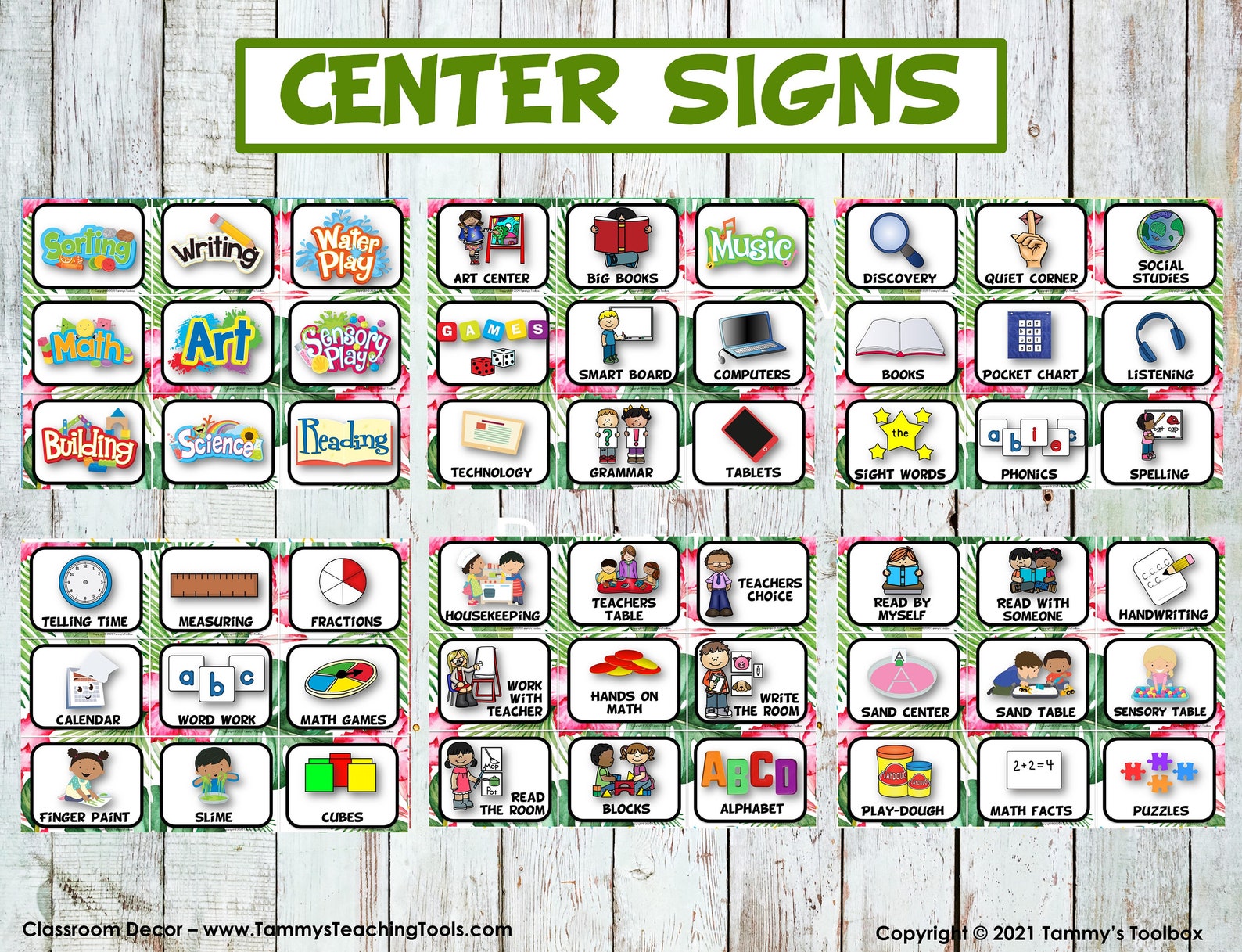 Editable Classroom Centers Labels in Tropical Theme, Printable Tropical ...