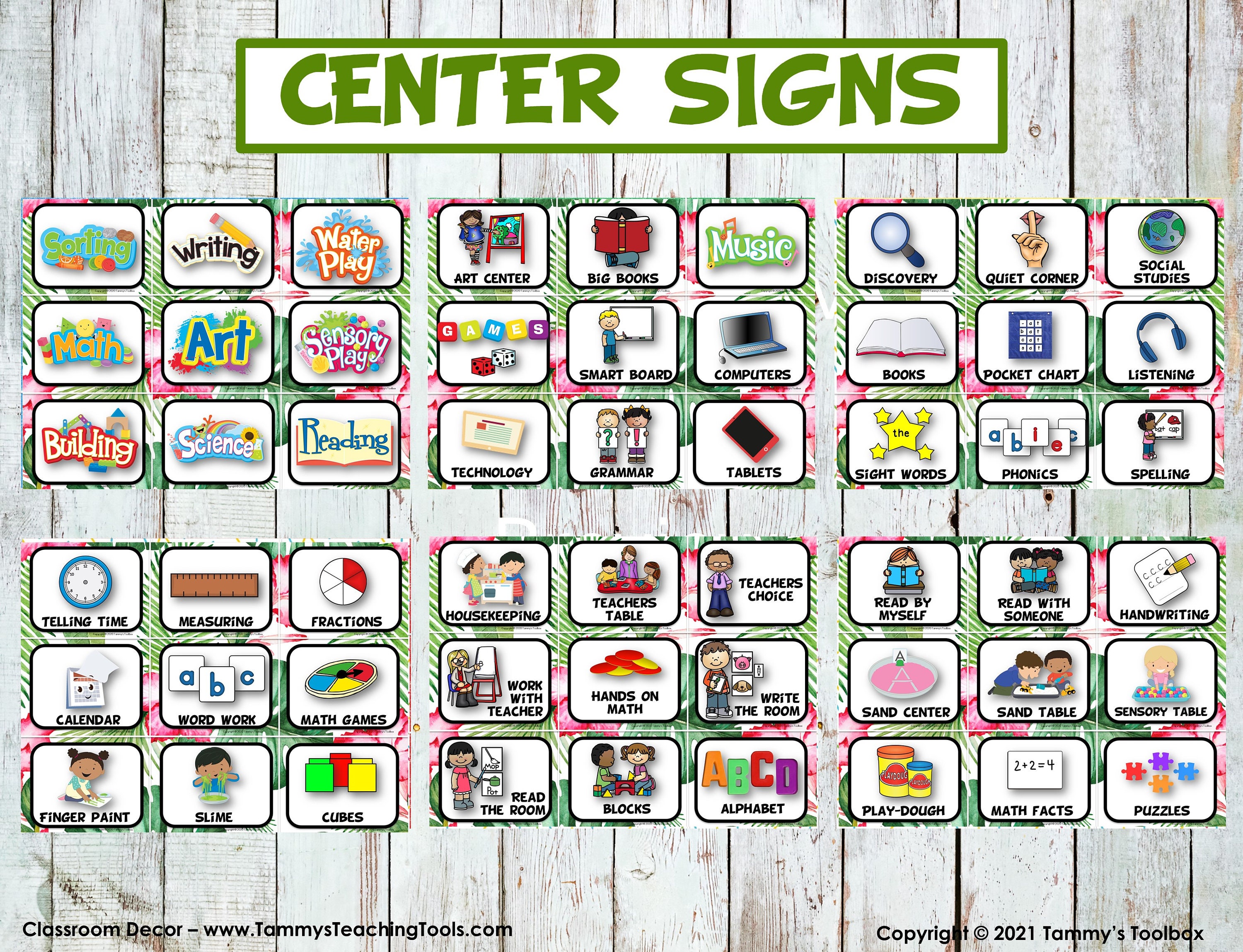 Editable Classroom Centers Labels in Tropical Theme, Printable Tropical ...