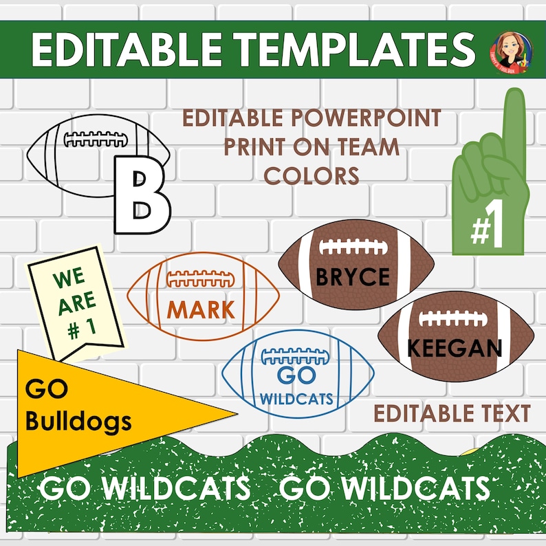 Football Bulletin Board Letters, Printable Football Bulletin Board Kit ...