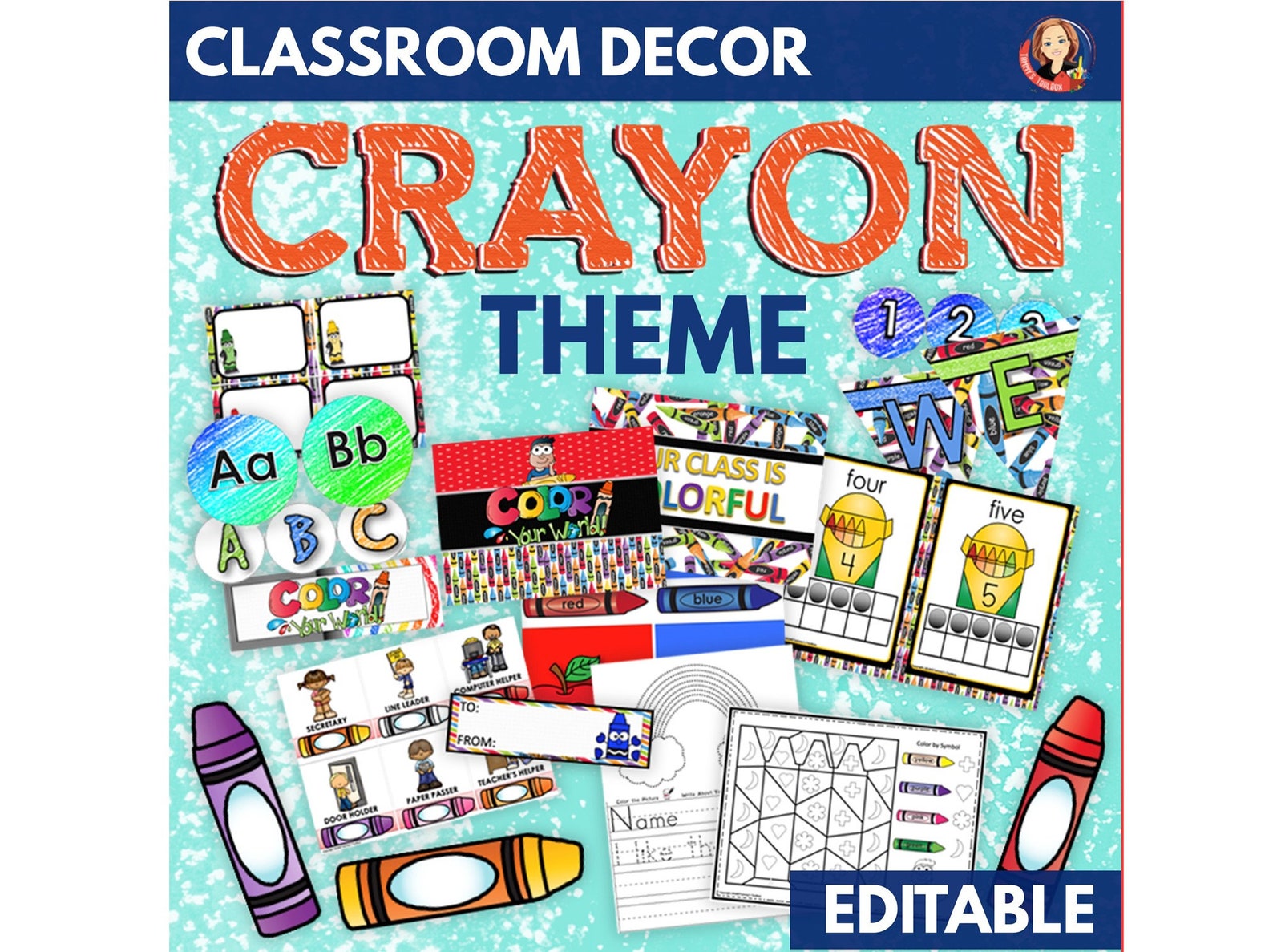 Crayon Classroom Decor, Printable and Editable Crayon Theme Display ...