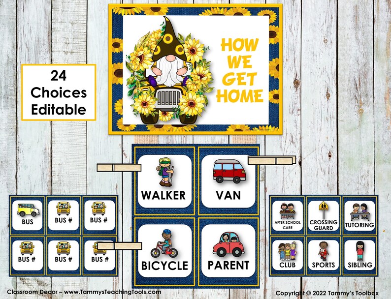 Sunflower Classroom Schedule Set, Editable Decor, Sunflower Classroom ...