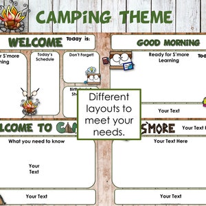 Classroom Morning Slides Templates in Camping Theme - Etsy
