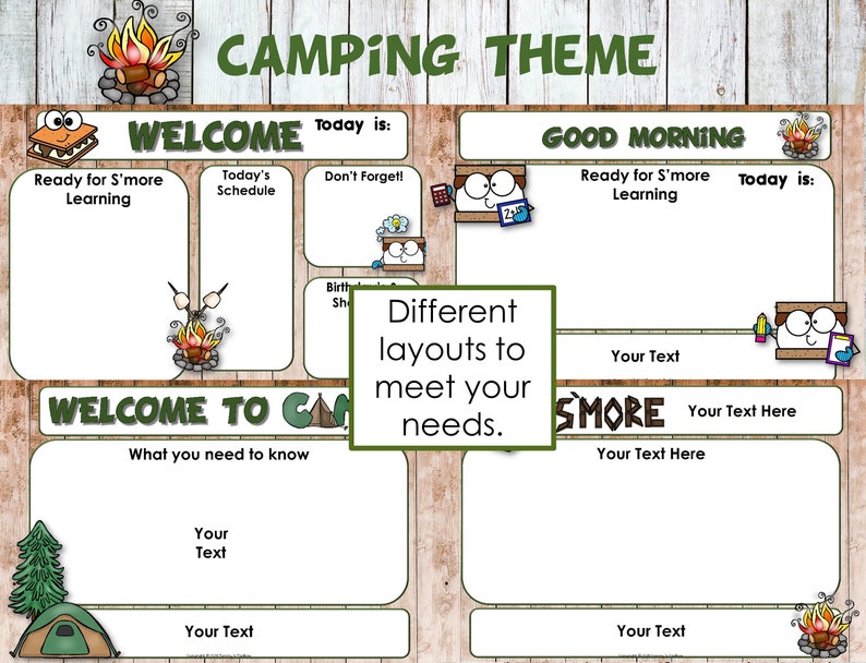 Classroom Morning Slides Templates in Camping Theme - Etsy