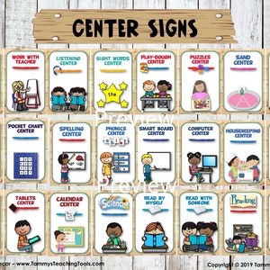 Rustic Camping Classroom Center Posters, Editable Labels, Printable ...