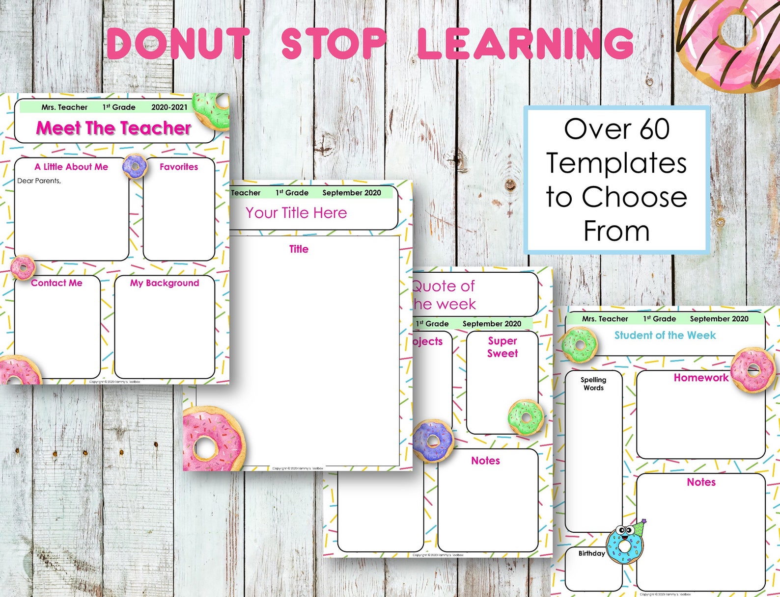 Digital and Printable Classroom Newsletter Templates in Donut Theme ...