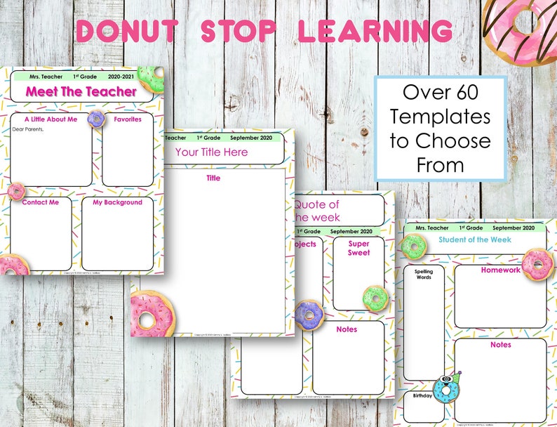 Digital and Printable Classroom Newsletter Templates in Donut Theme ...
