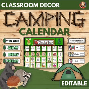 Editable Classroom Calendar in a Camping Theme - Etsy