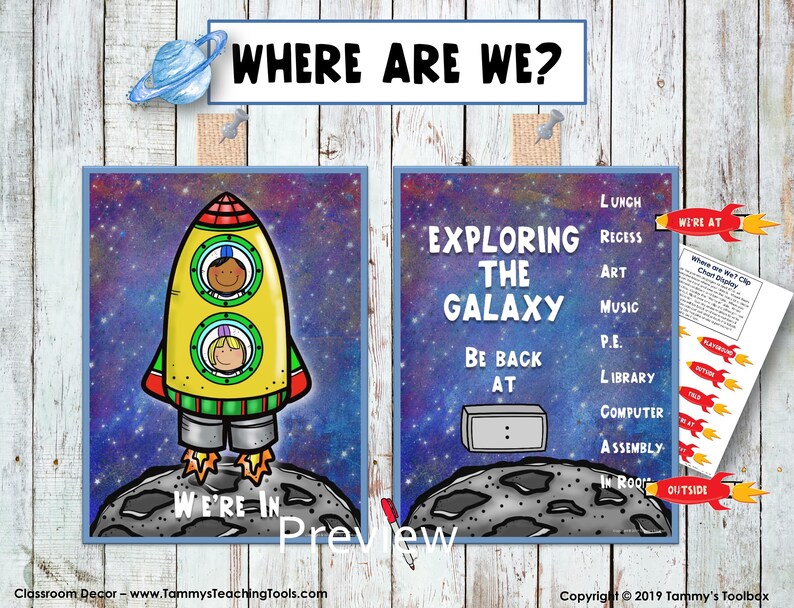 Galaxy Outer Space Classroom Schedule and Management Decor Set ...