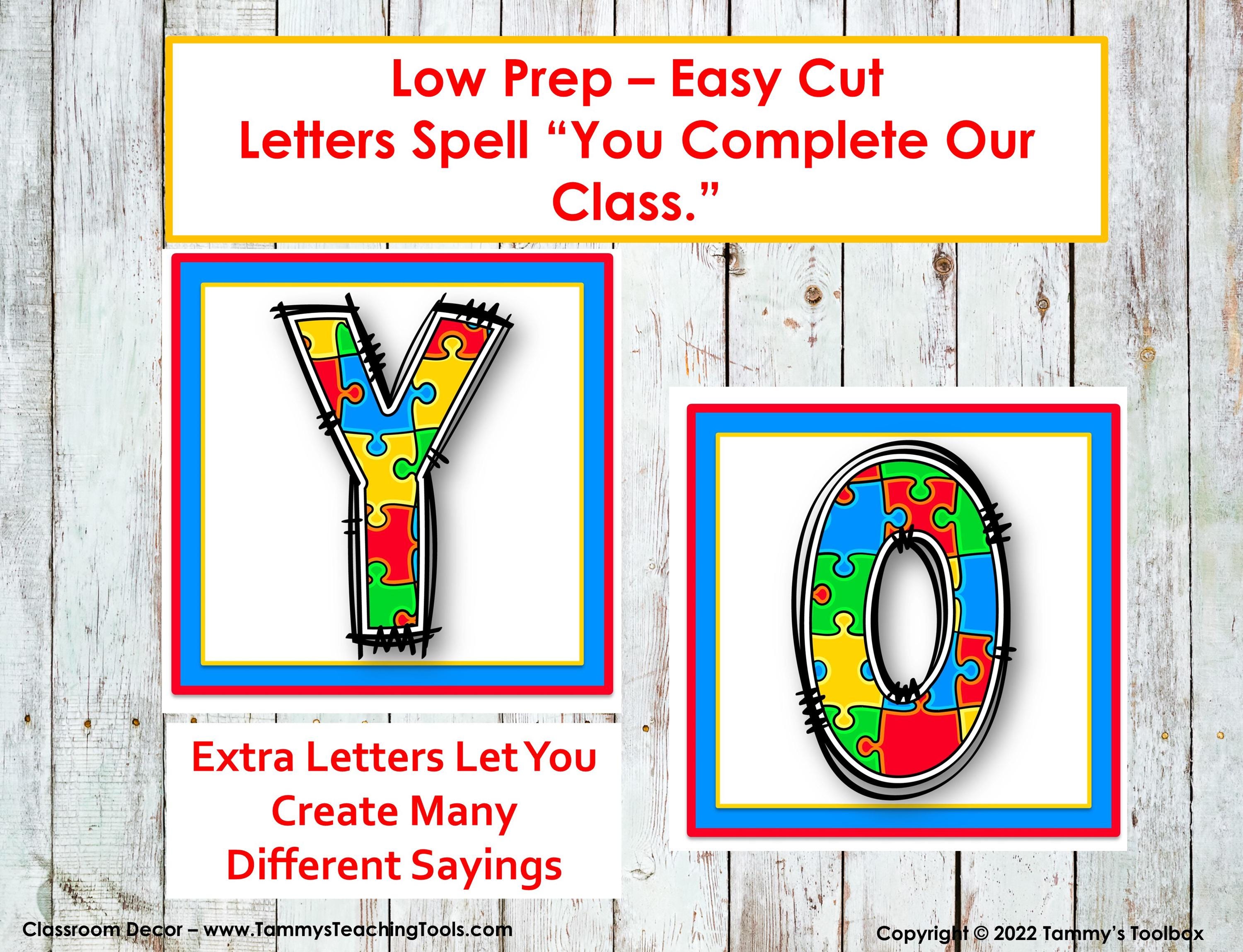 Puzzle Pieces Back to School Bulletin Board, All About Me Activity ...