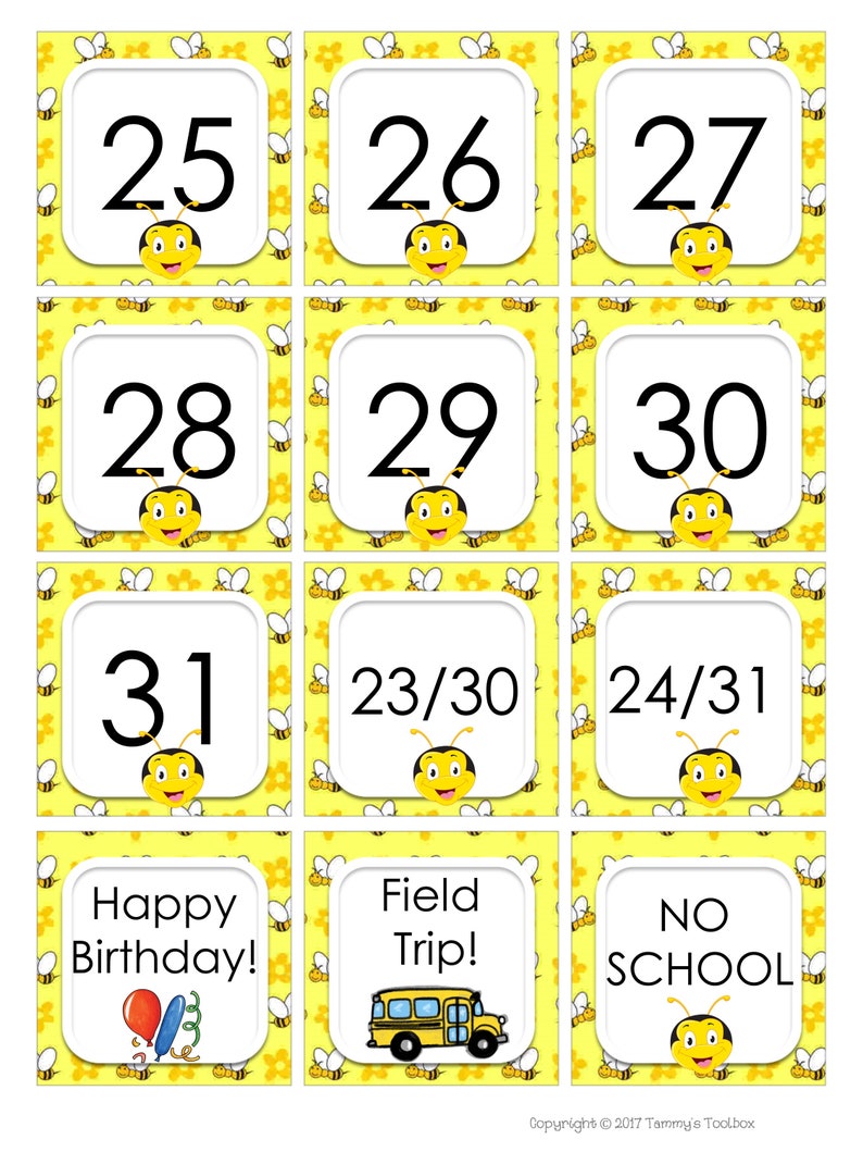 Bee Classroom Decor Calendar and Class Schedule, Bee Theme Classroom ...