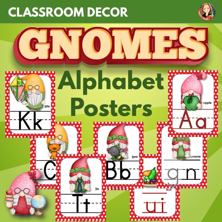 Gnome Theme Alphabet Posters and Phonics Charts, Gnome Classroom Decor ...