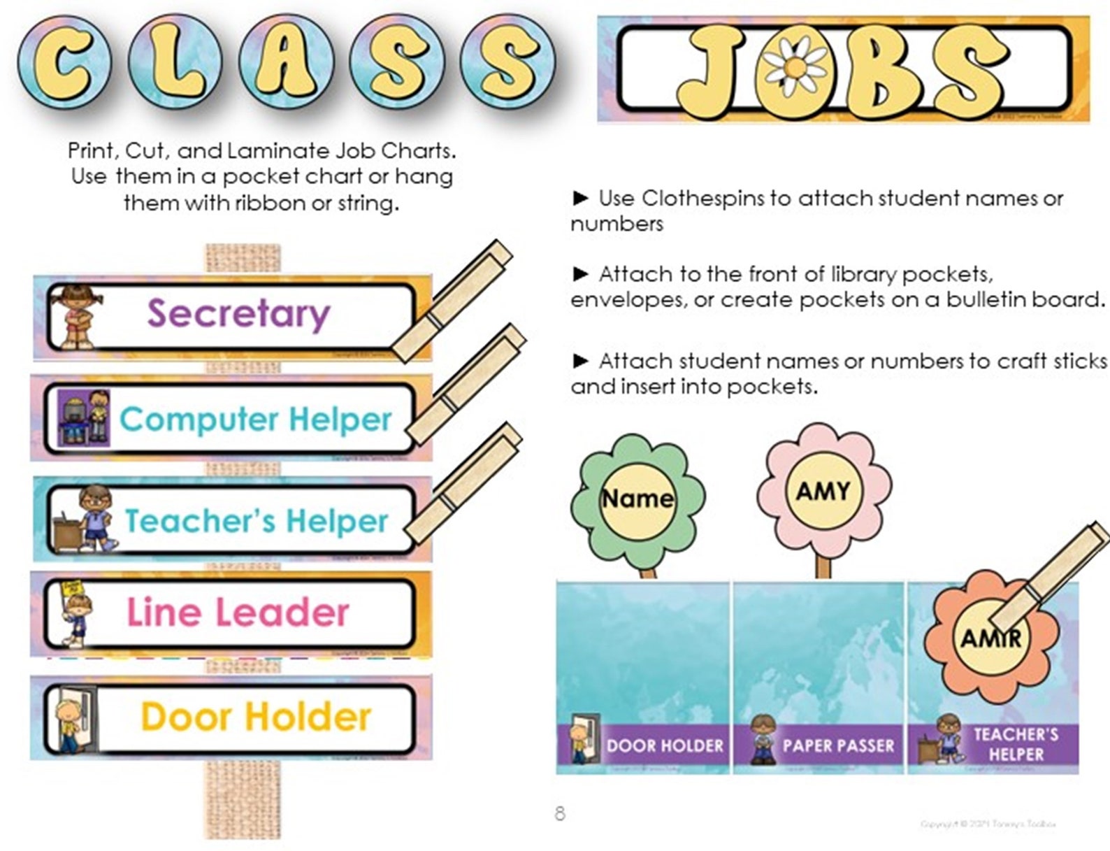 Editable Groovy Retro Classroom Decor, Class Job Chart, Classroom ...