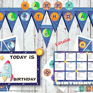 Galaxy Outer Space Theme Classroom Decor, Printable and Editable Class ...