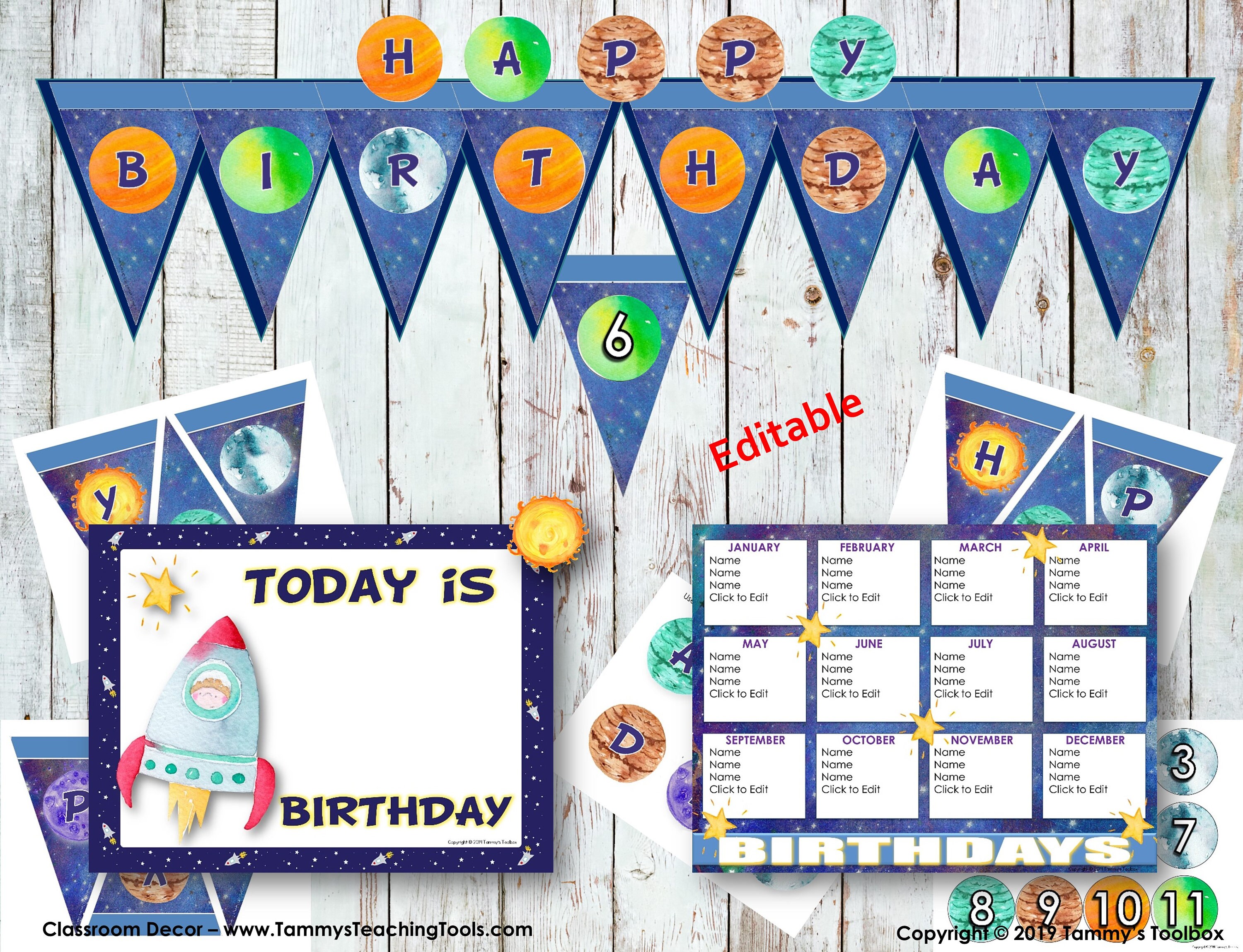 Galaxy Classroom Decor Bundle Editable - Etsy