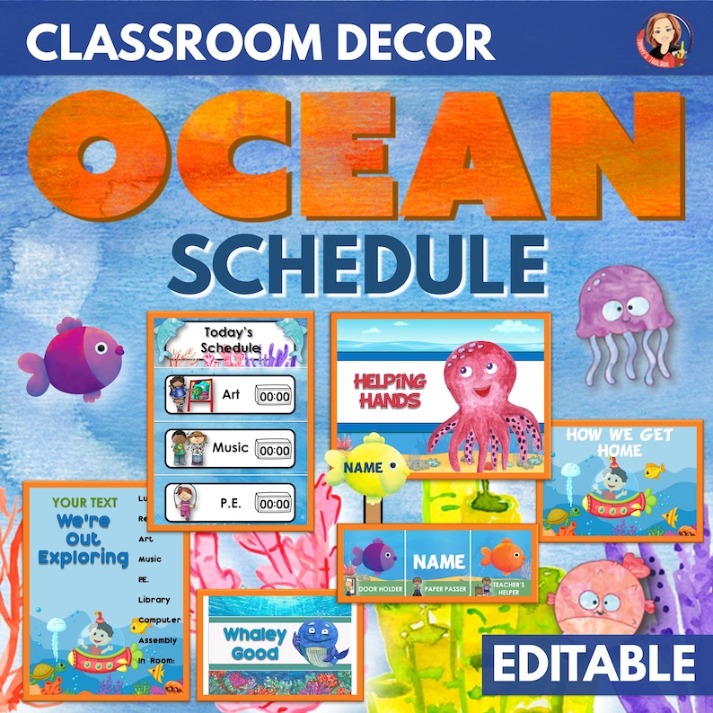 Ocean Under the Sea Theme Classroom Schedules, Sea Life Printable ...