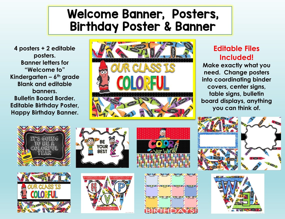 Crayon Classroom Decor Bundle, Crayon Theme Bulletin Board, Posters ...
