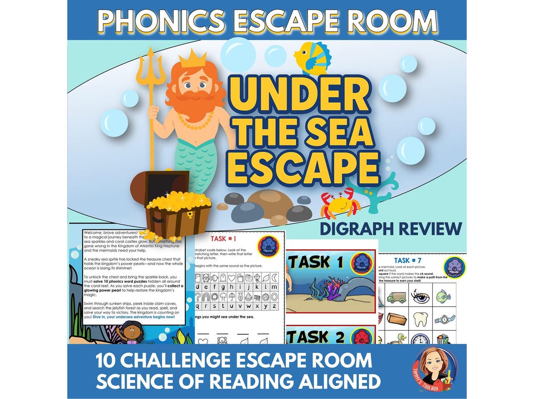 Under the Sea Phonics Escape Room Game | Digraph Literacy Activity ...