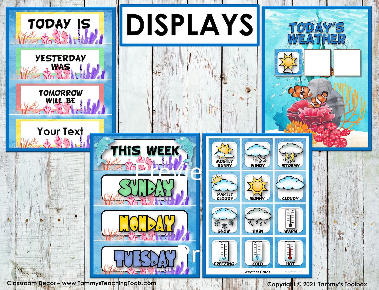 Ocean Under the Sea Theme Classroom Calendar, Sea Life Monthly Calendar ...