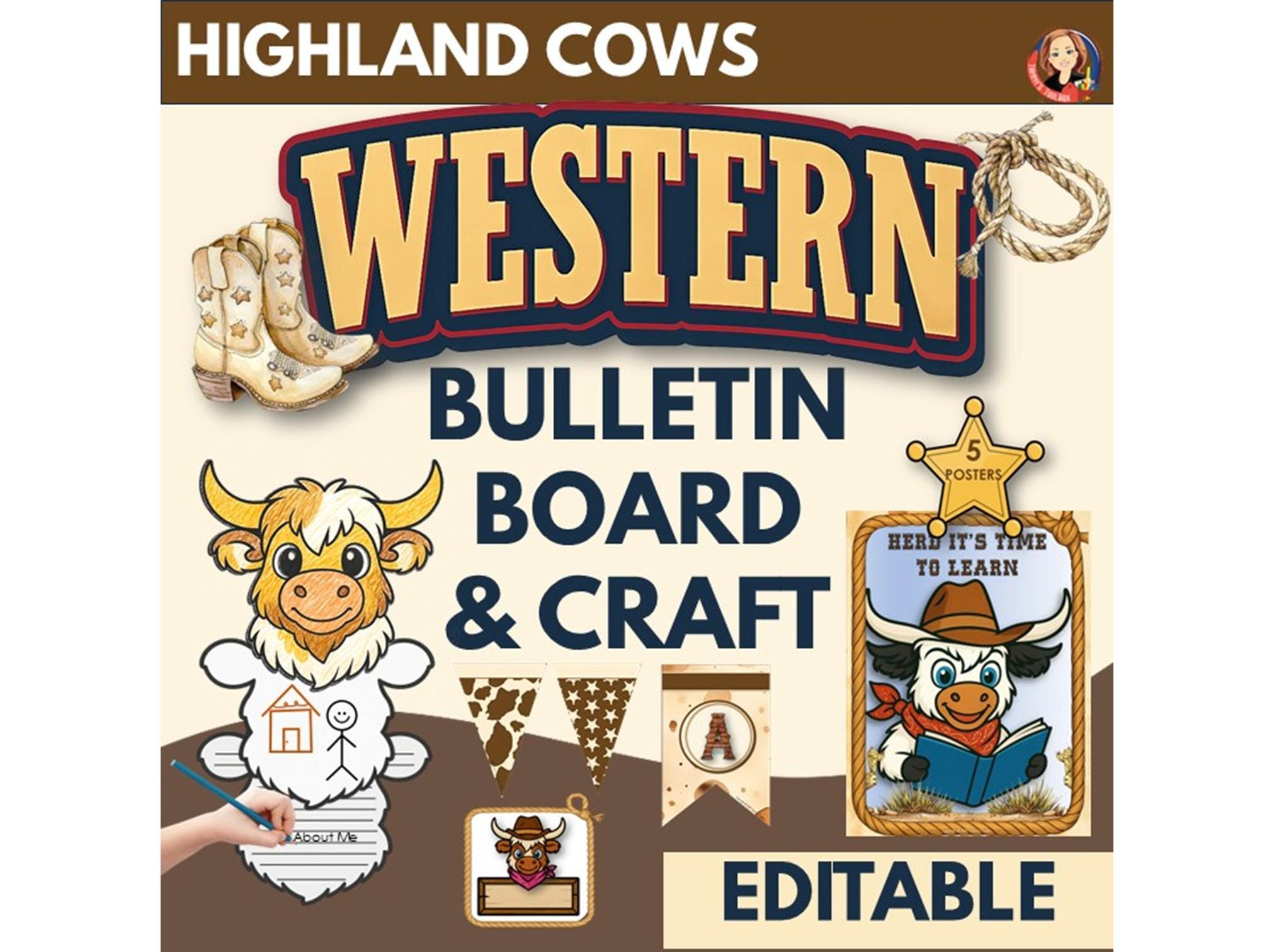 Back to School Highland Cow Wild West Classroom Decor Bulletin Board ...