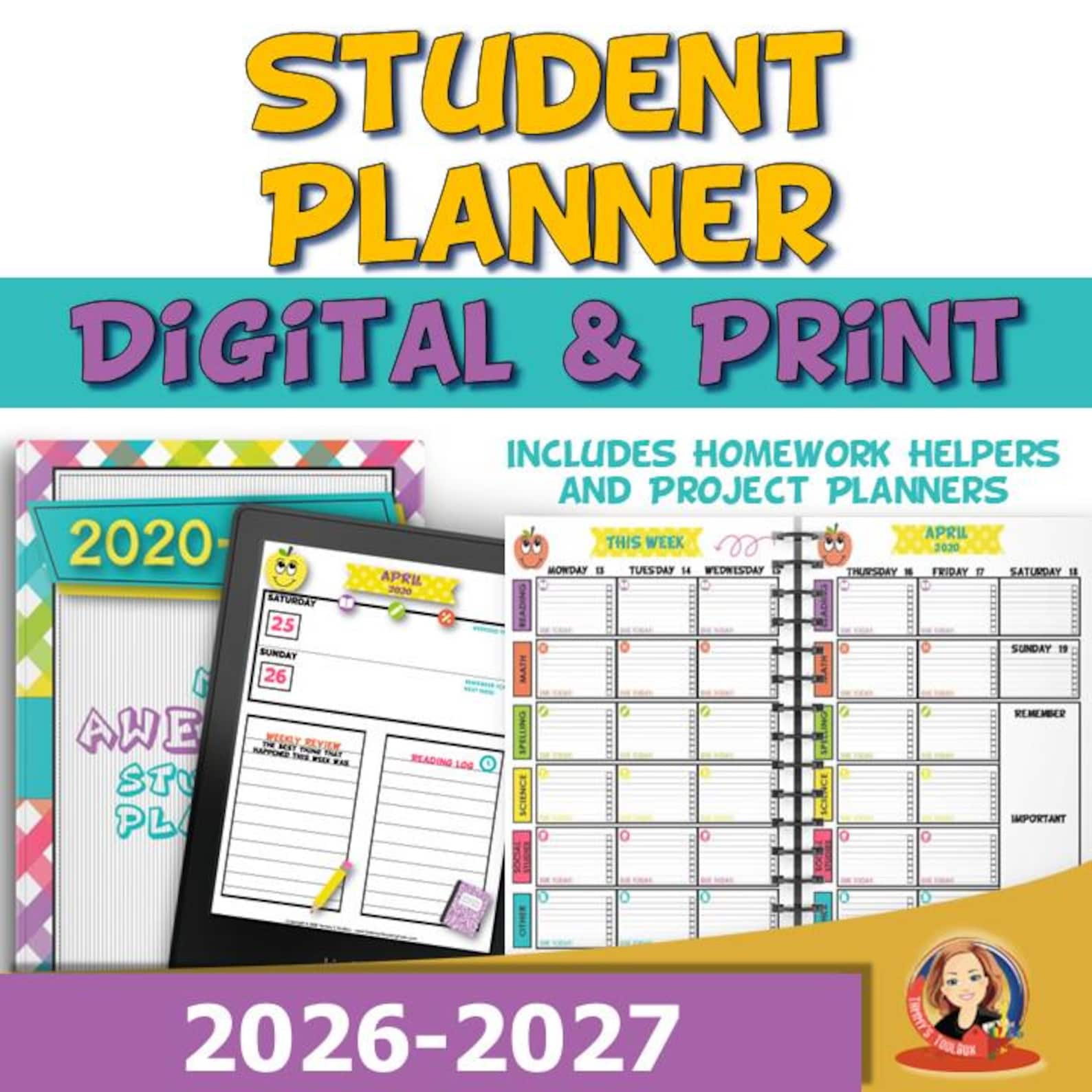 Student Planner and Agenda - Printable and Digital 2026-2027 With Free ...