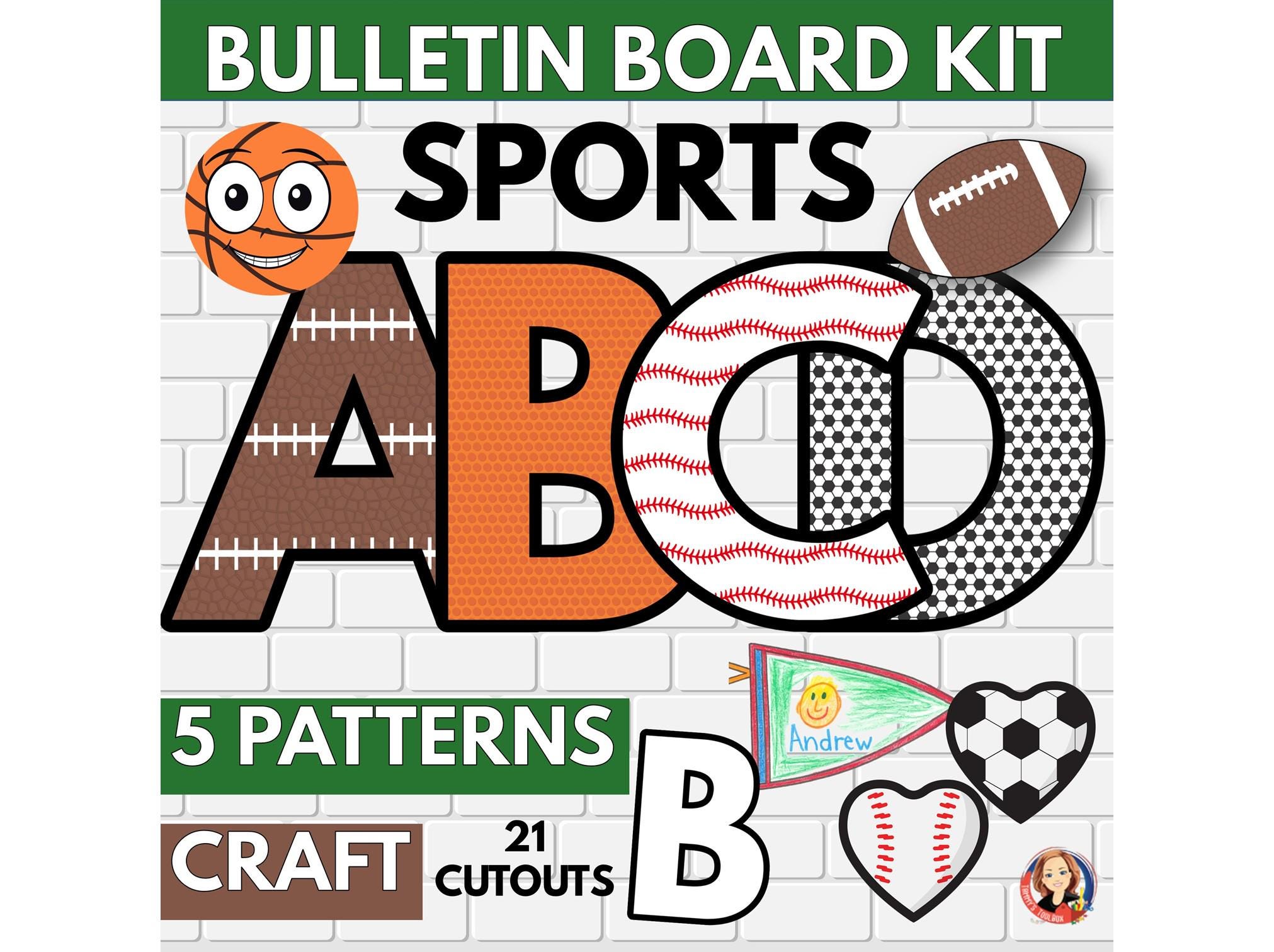 Back to School Sports Bulletin Board Kit With Pennant Craft | Classroom ...