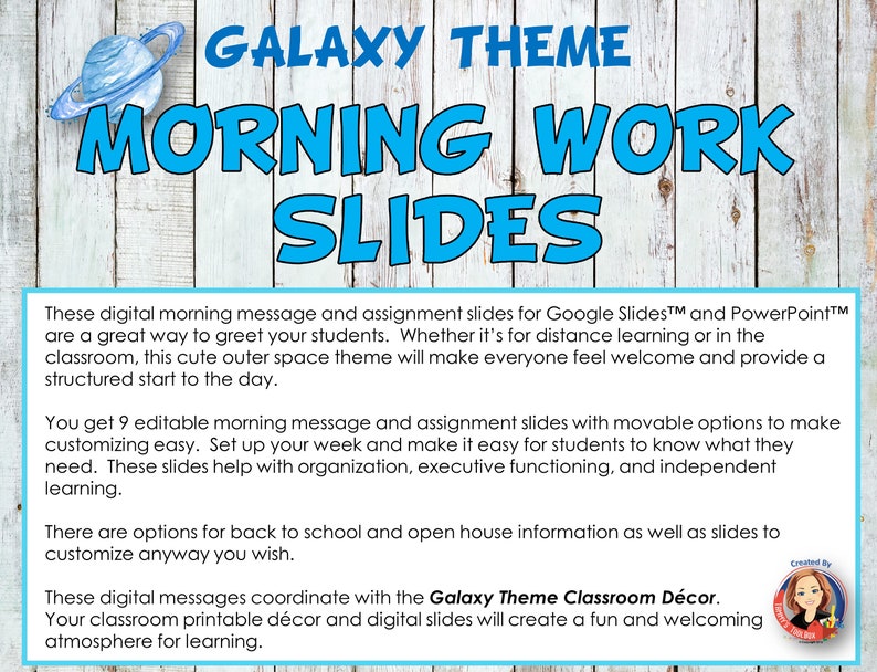 Digital Morning Work Assignment Slides in Galaxy Outer Space Theme ...