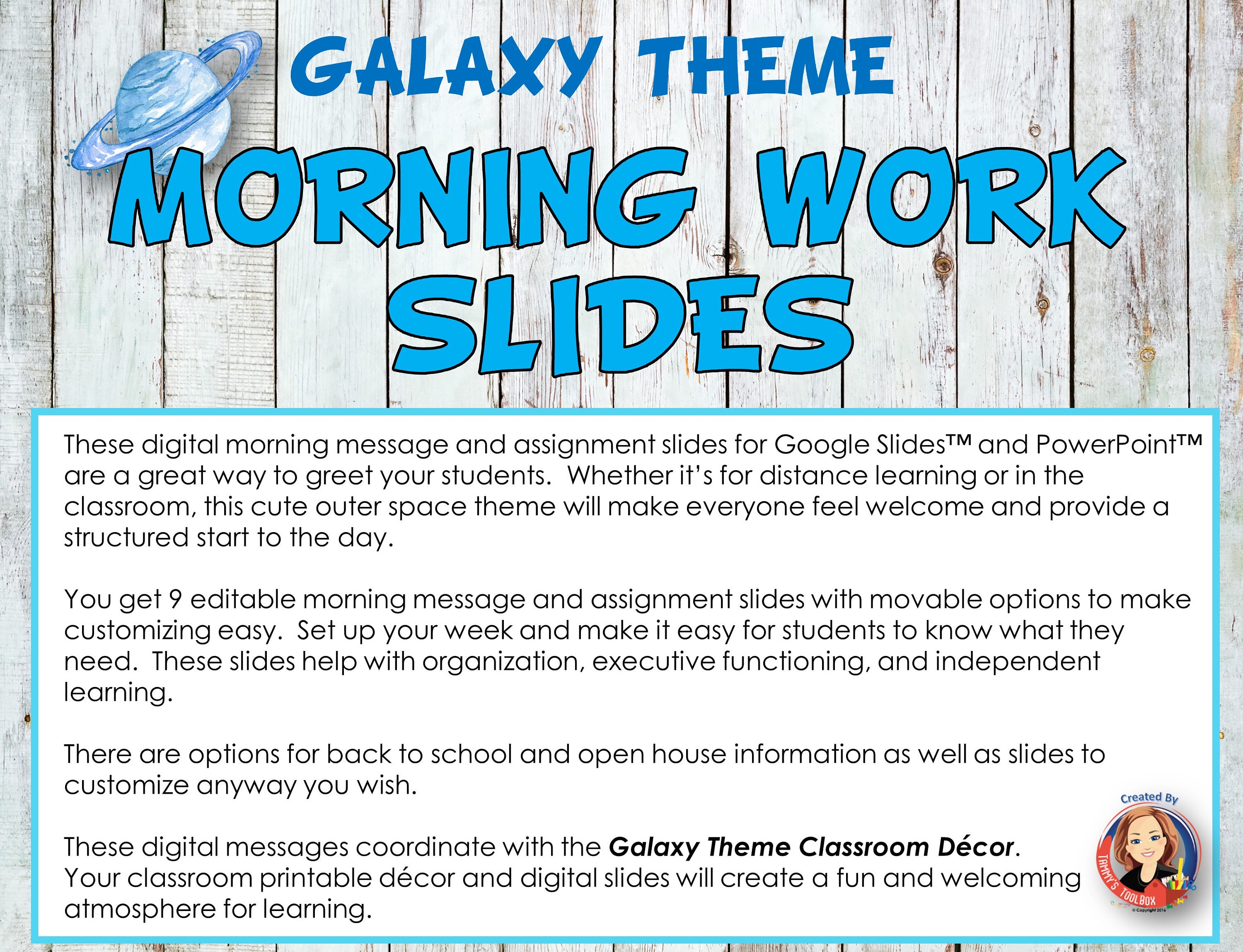 Digital Morning Work Assignment Slides in Galaxy Outer Space Theme ...