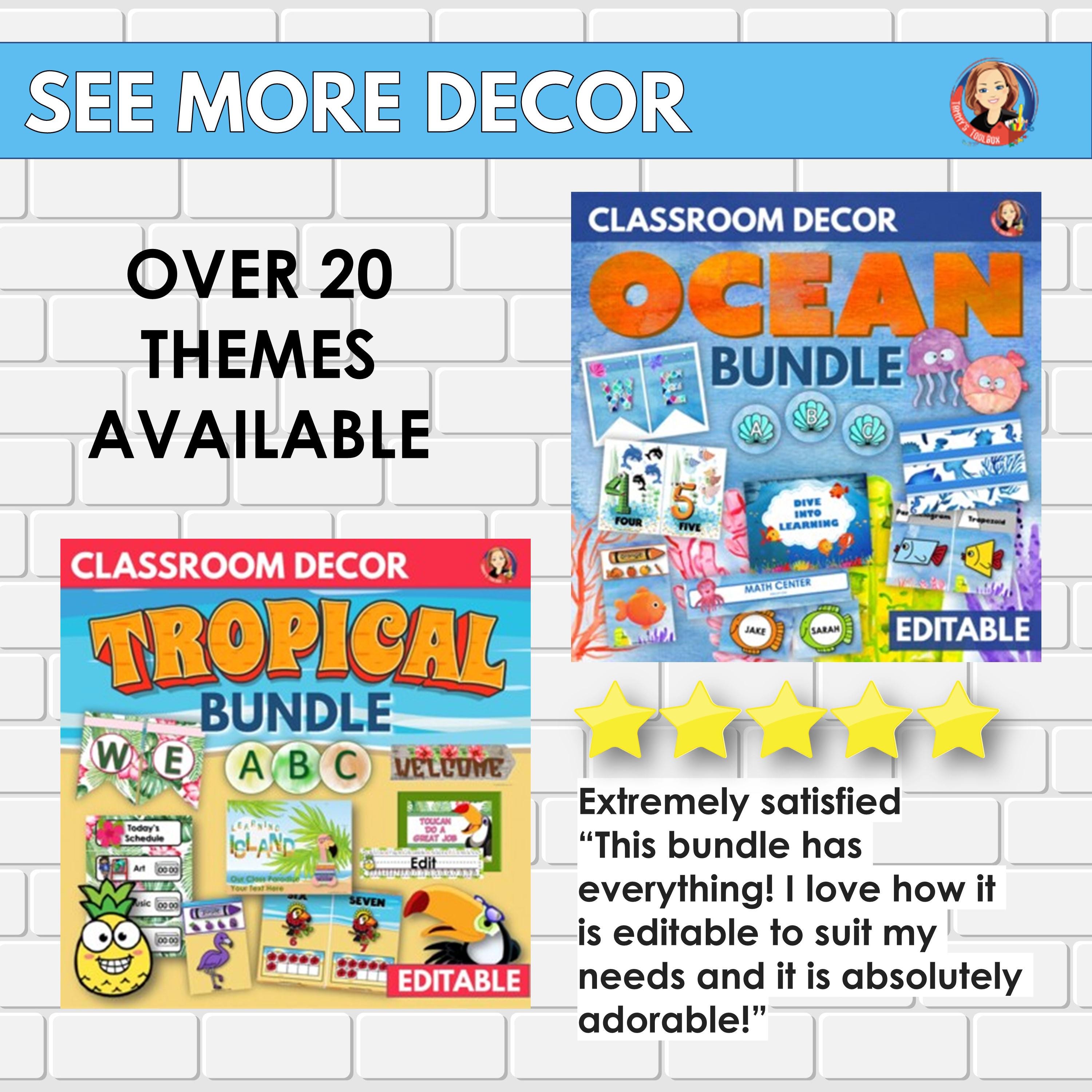 Tropical Ocean Classroom Decor Theme Bulletin Board Letters, Beach ...