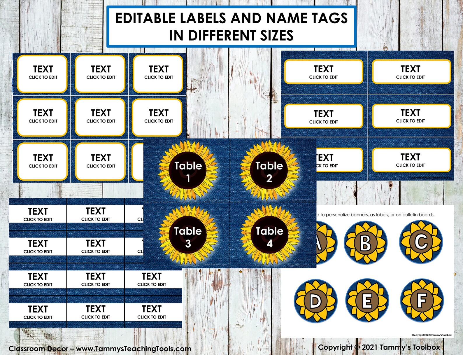 Sunflower Classroom Decor Set Editable, Sunflower Bulletin Board ...