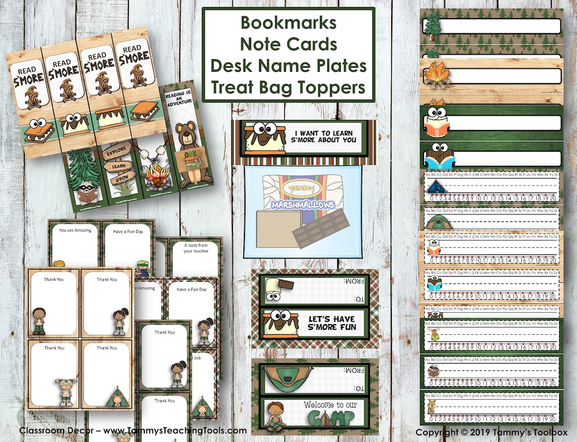 Editable Camping Classroom Decor Bundle With Woodland Animals, Rustic ...