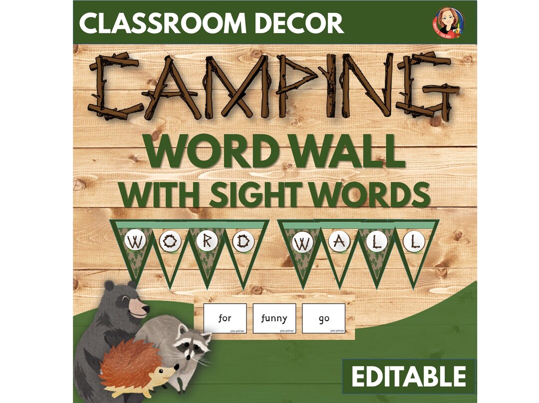 Sight Word Wall and Phonics Word Wall in Rustic Wood Camping Theme ...