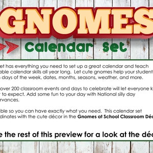 Gnome Classroom Calendar Set Editable, Gnome Back-to-school Classroom ...