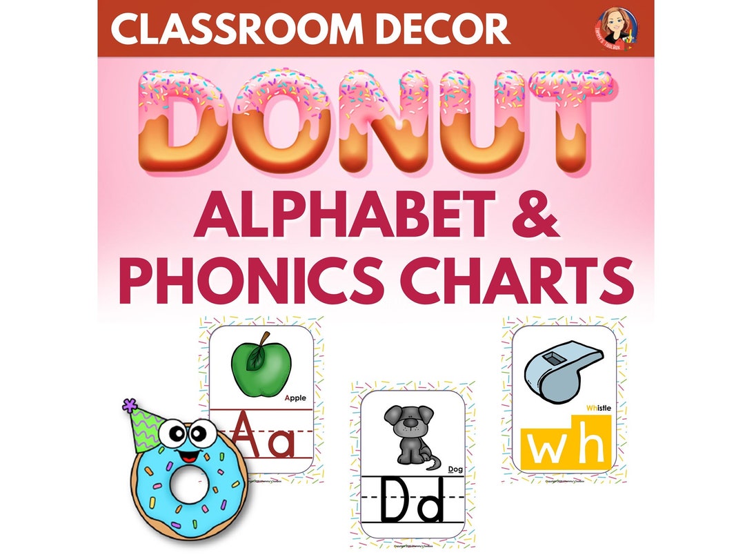 Alphabet and Phonics Anchor Charts in Donut Theme, Donut Alphabet ...