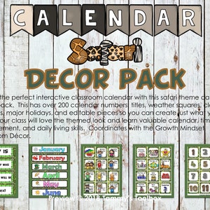 Jungle Safari Decor Calendar and Class Schedule Editable, Safari ...
