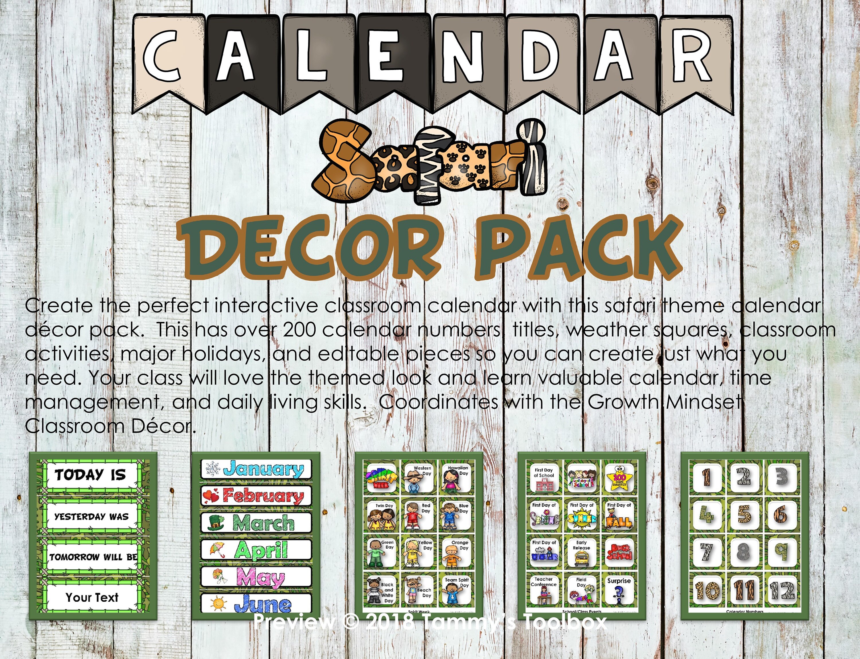 Jungle Safari Decor Calendar and Class Schedule Editable, Safari ...