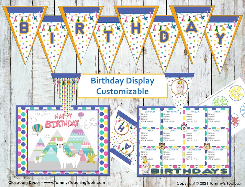 Llama Classroom Decor Bundle Editable, Llama Theme Classroom Bulletin ...