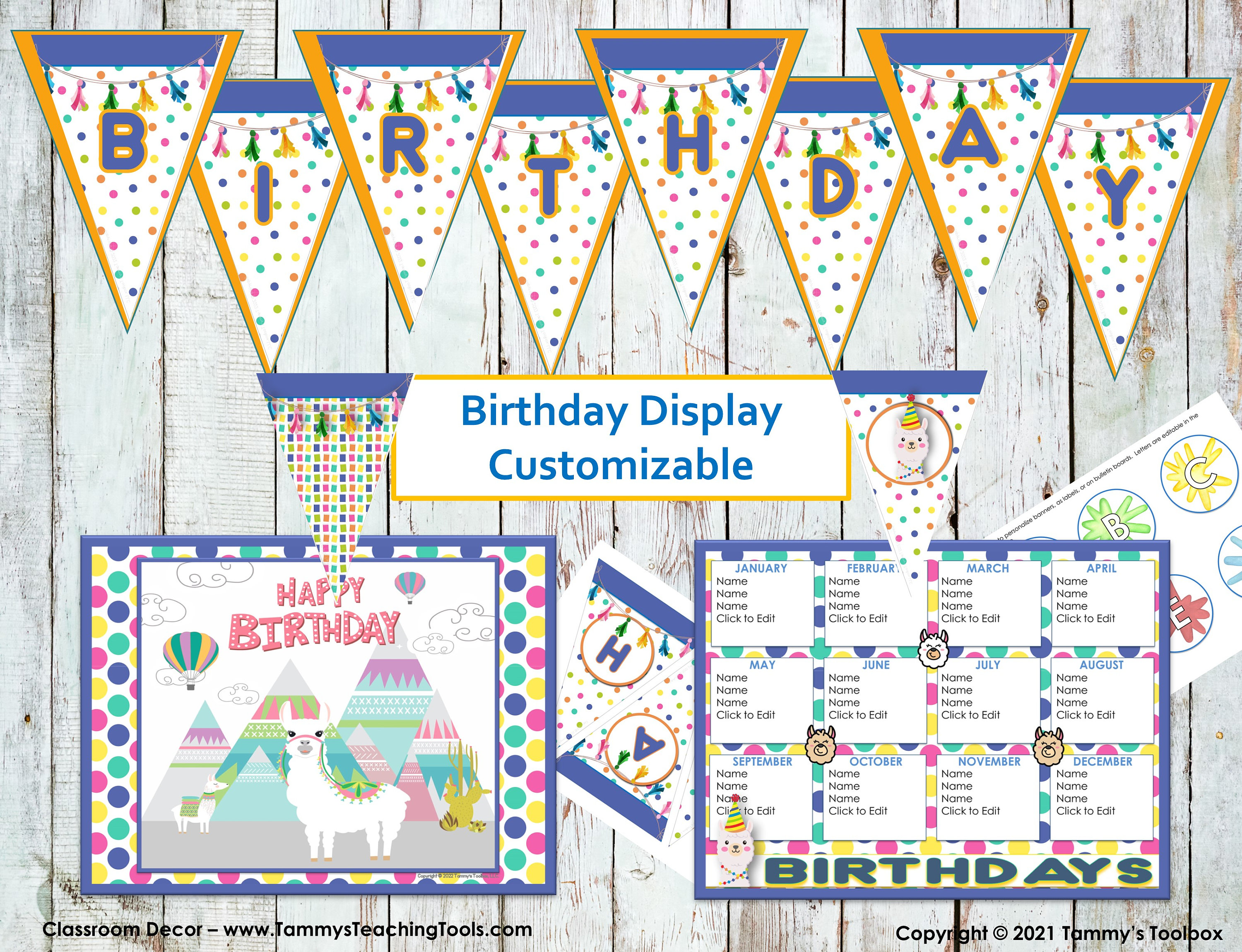 Llama Classroom Decor Bundle Editable, Llama Theme Classroom Bulletin ...