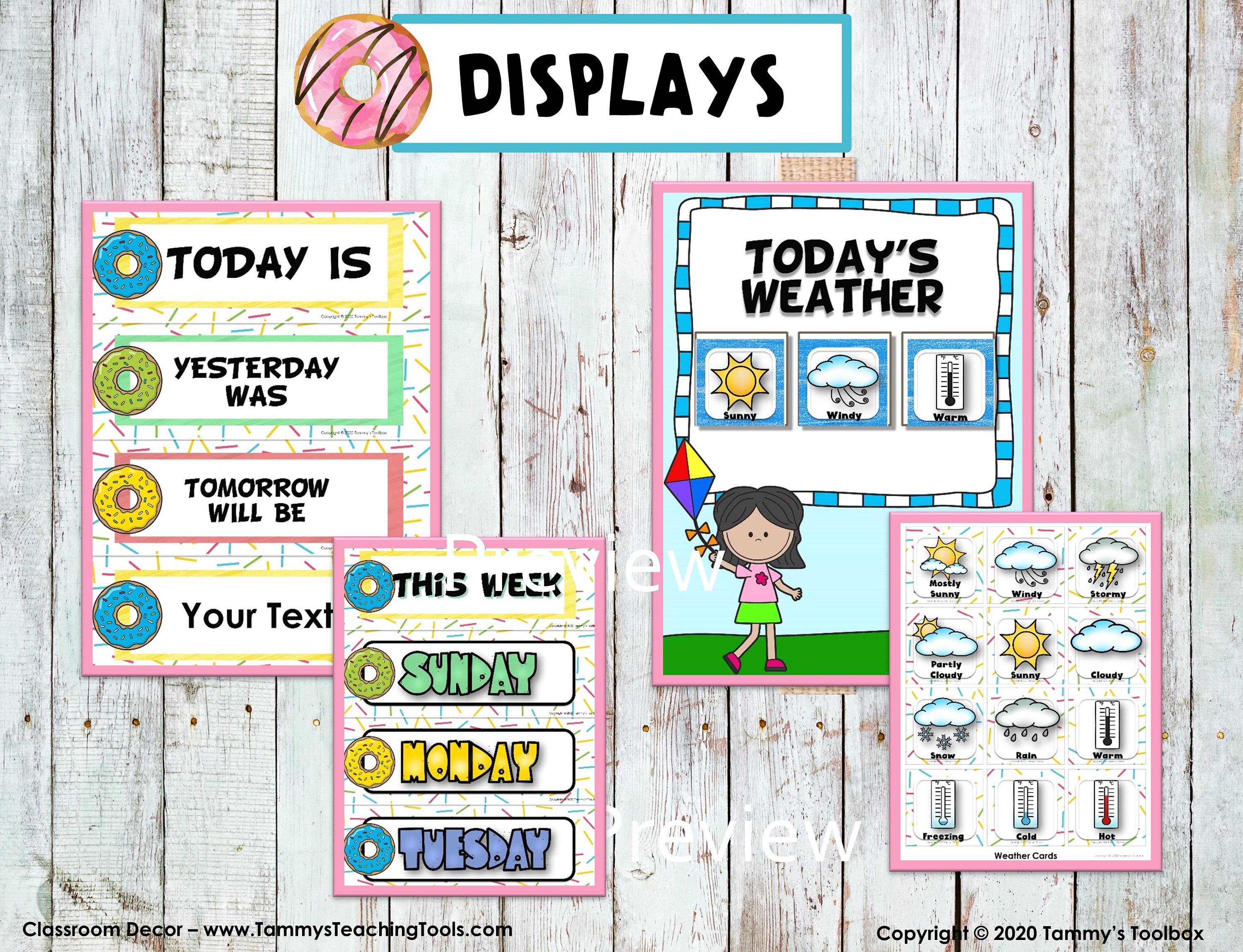 Editable Classroom Calendar in Donut Theme, Donut Classroom Decor ...