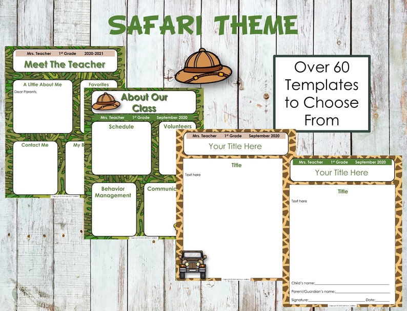Digital and Printable Classroom Newsletters in Jungle Safari, Editable ...