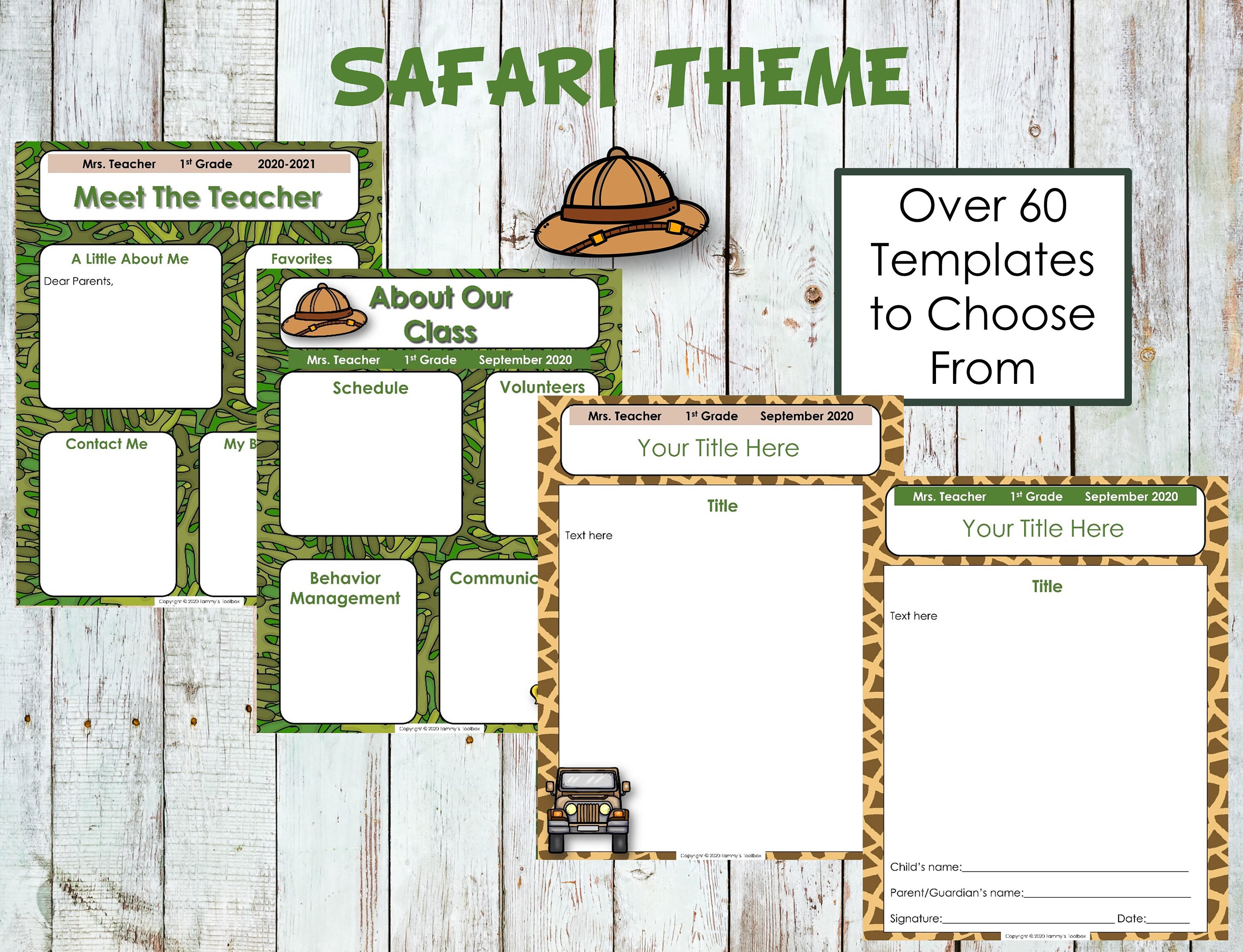 Digital and Printable Classroom Newsletters in Jungle Safari, Editable ...