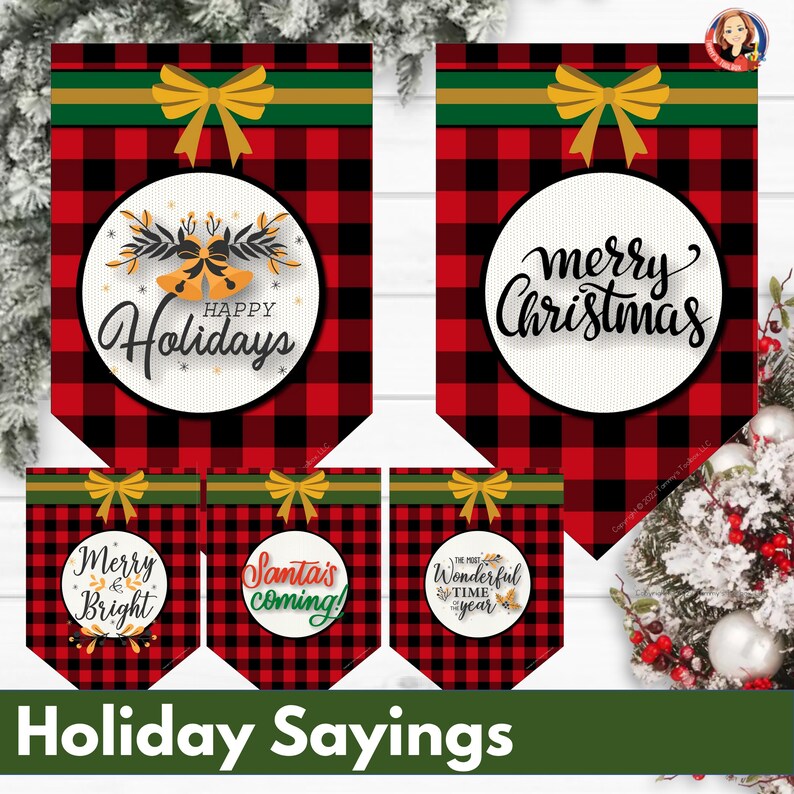 Printable Holiday Christmas Banner Pennants for Party and Bulletin ...