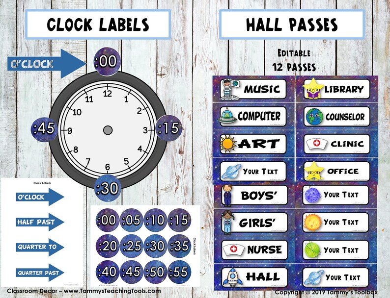 Galaxy Outer Space Classroom Schedule and Management Decor Set ...