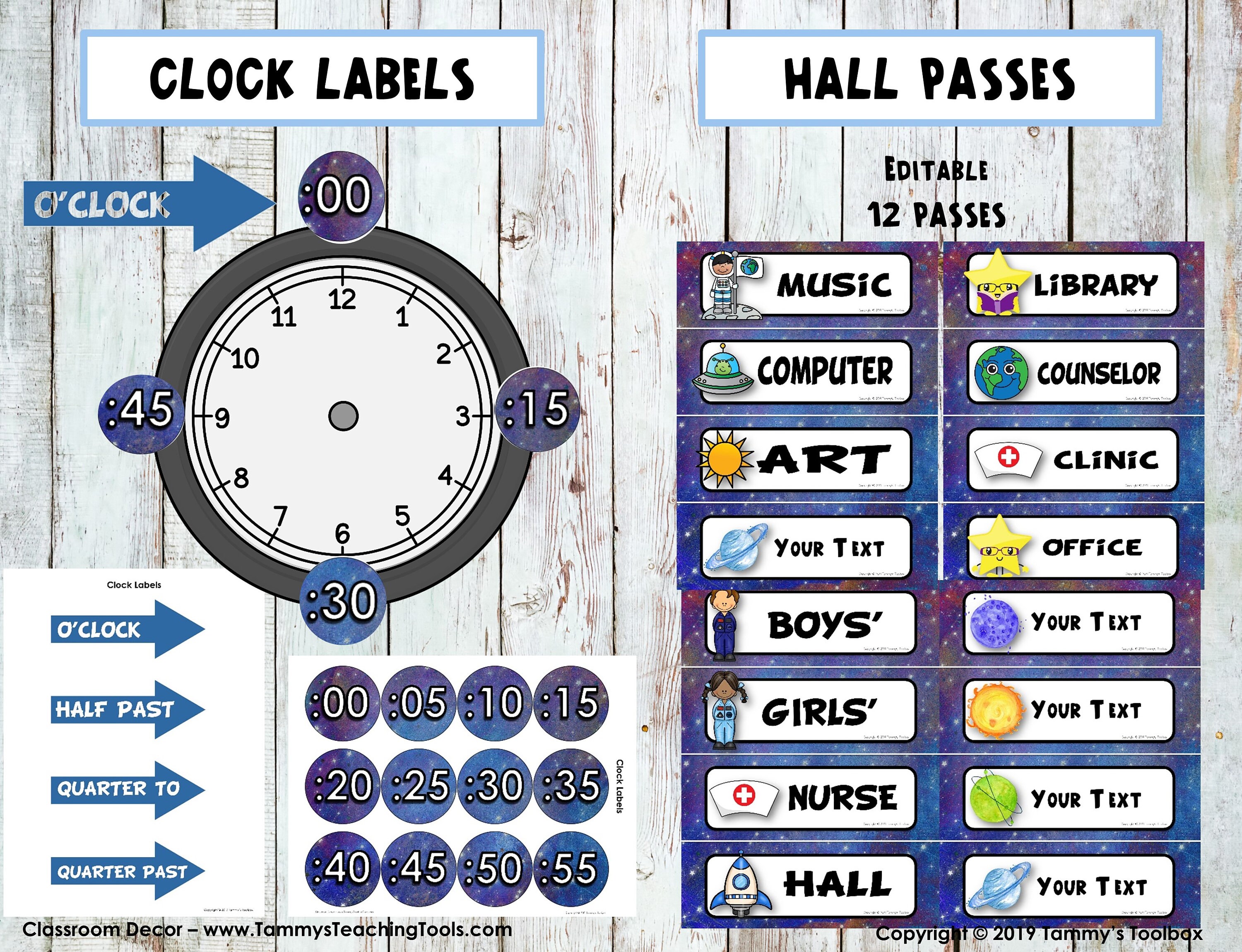Galaxy Outer Space Classroom Schedule and Management Decor Set ...