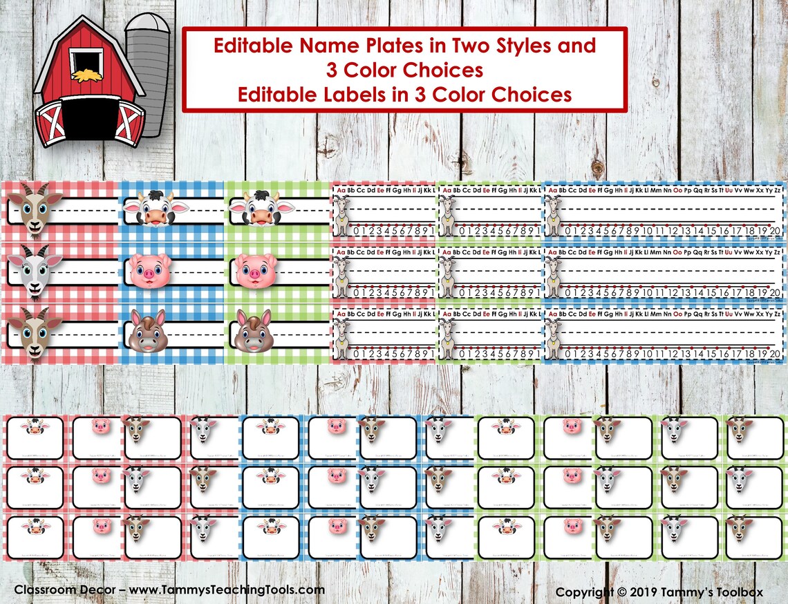 Classroom Decor With Farm and Farm Animals Theme, Printable Farm ...